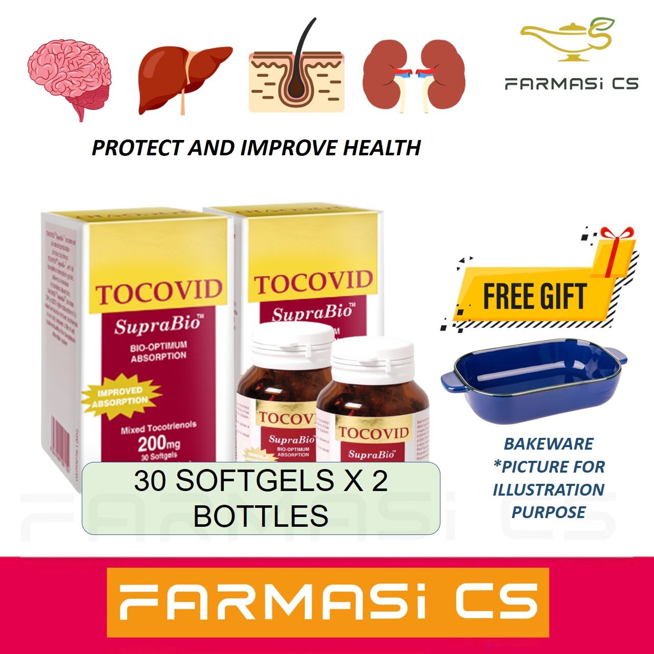 Hovid Tocovid Suprabio 200mg 30 softgels x 2 Bottles (TWIN) FREE ...