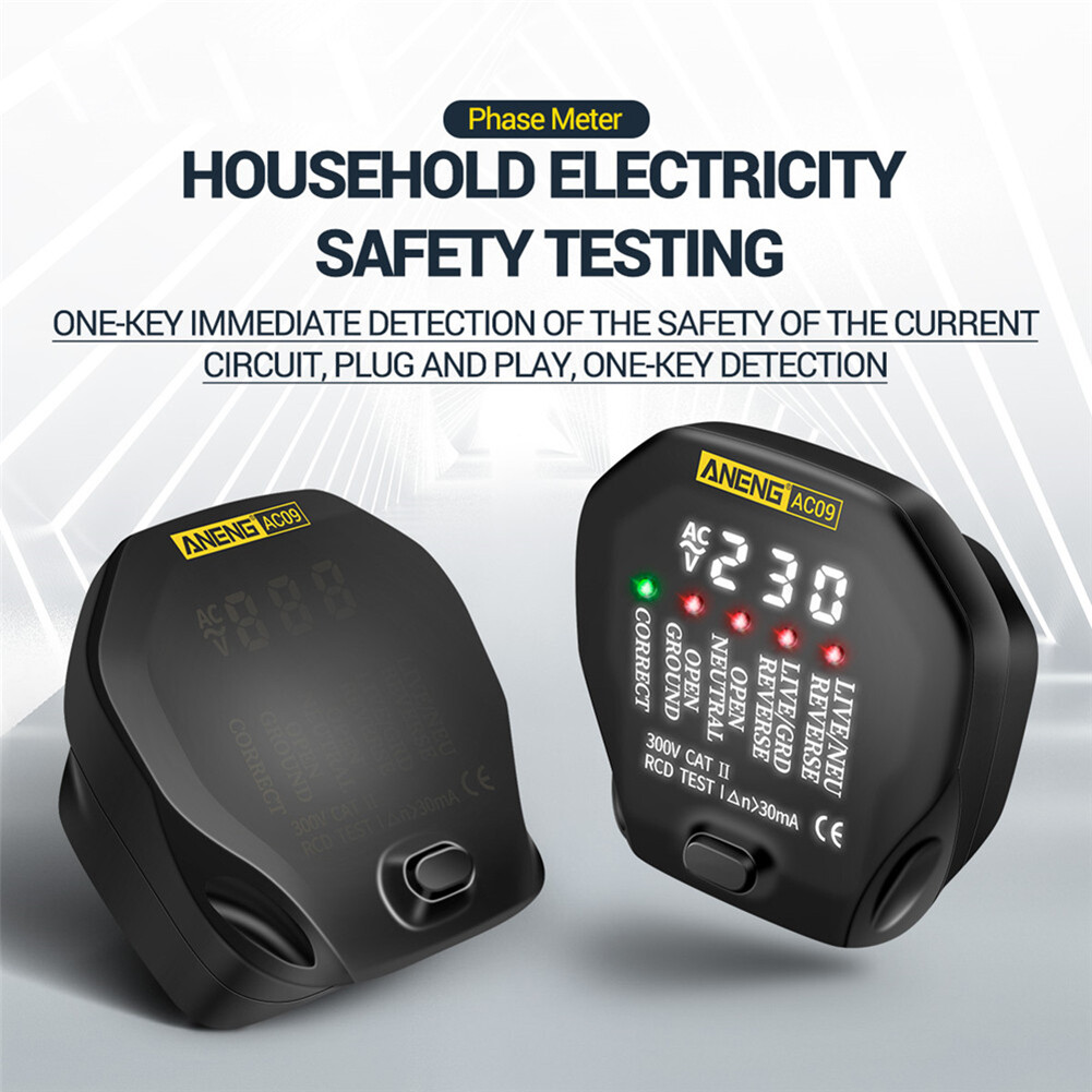 AC09 Digital Socket Outlet Tester Ground Line Phase Check Voltage ...
