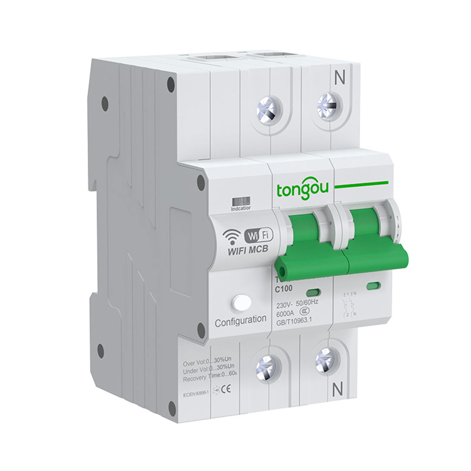 Jiuch Wifi Circuit Breaker With Metering 2P Tuya Smart Automatic Switch ...