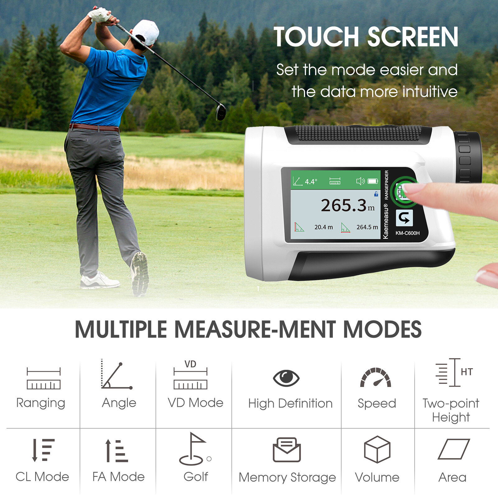 Golf Rangefinder with LCD Touch Screen 6X Magnification 600M 800M USB ...