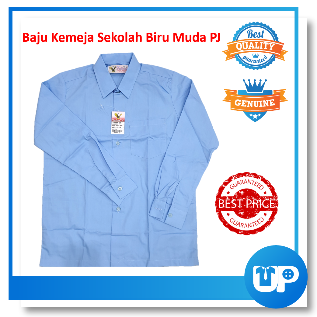 Baju Kemeja Panjang Biru Muda Pengawas Sekolah Kain Cotton Falcon 322EX ...