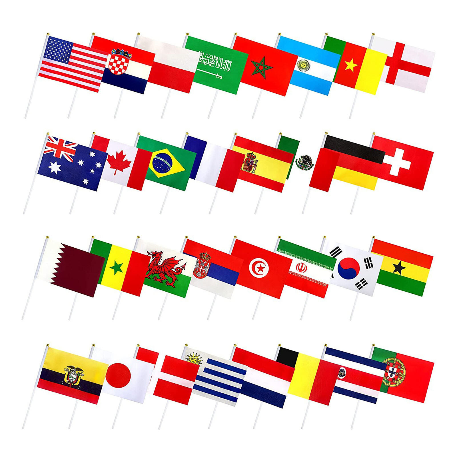 [pantorastar] 32 Countries Qatar 2022 World Cup Stick Flag Small Mini ...