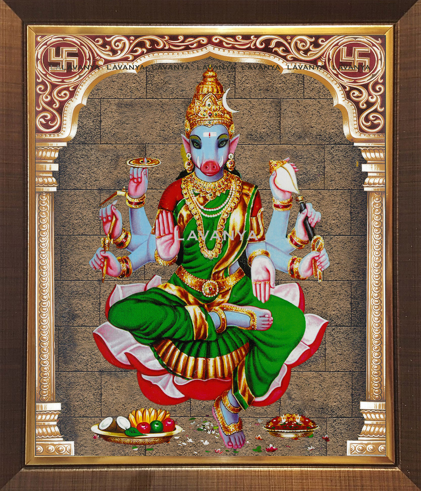 Varahi Amman Green Digital Photo with Frame and Glass (L561A) | Lazada