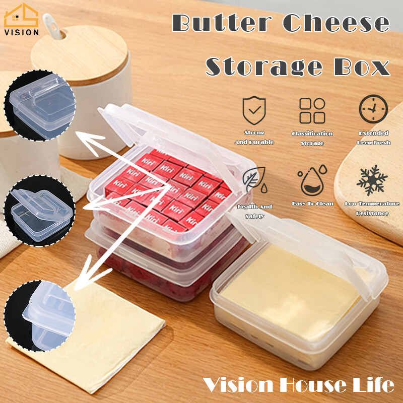 Vision 2Pcs Flap Style Cheese Slide Storage Box Transparent Butter ...