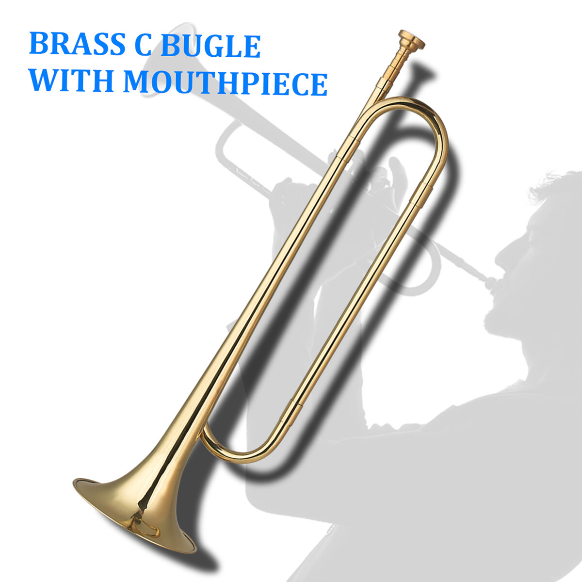 Brass C Bugle Call Gold-Plated Trumpet Cavalry Horn with Mouthpiece ...