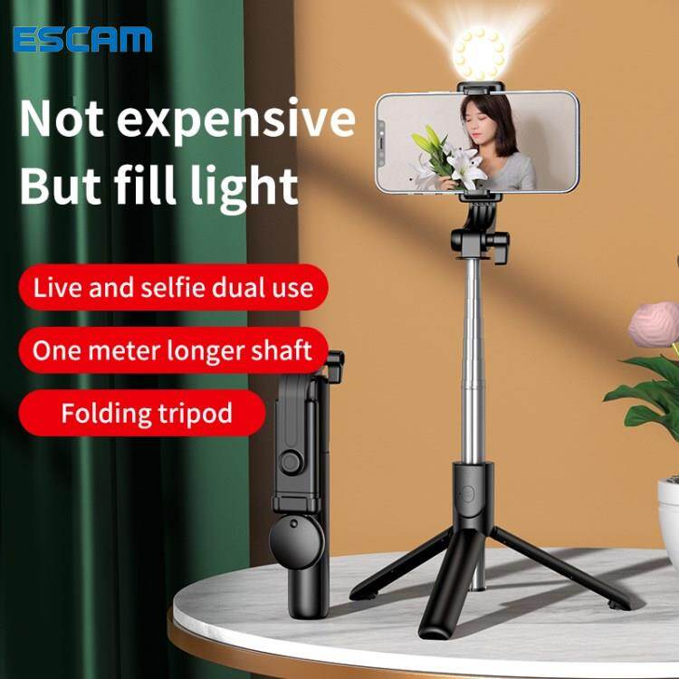 ESCAM ขาตั้งโทรศัพท์ขาตั้งกล้องKH1พับสตรีมสดบลูทูธไม้เซลฟี่แบบบูรณาการ ...
