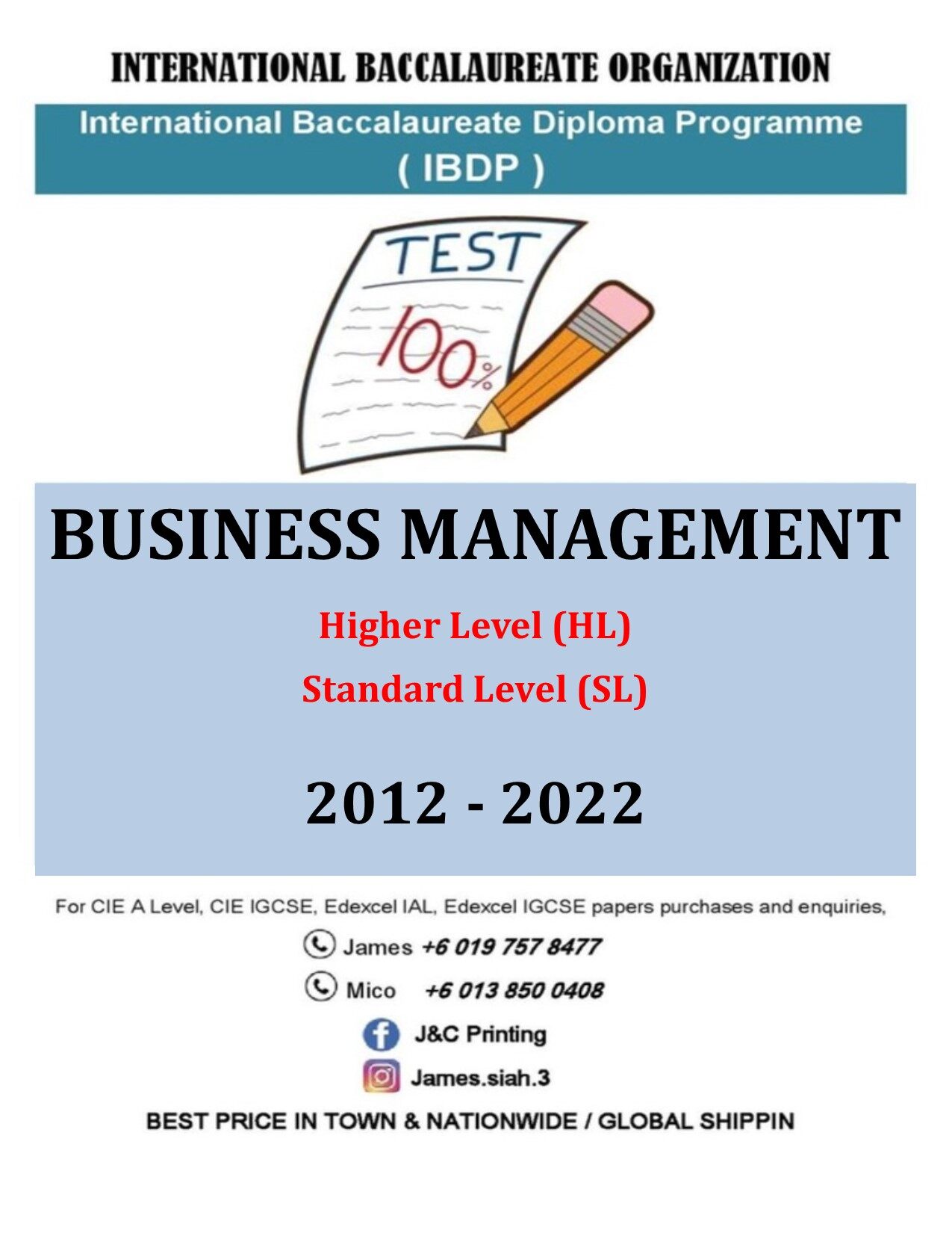 IB PAST YEAR (IBDP) BUSINESS MANAGEMENT SL/HL 2012-Nov 2022! | Lazada