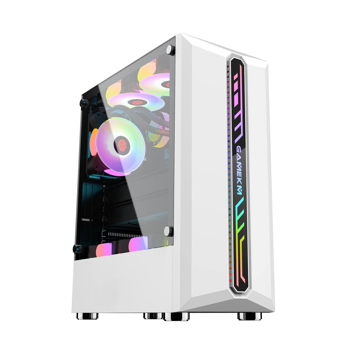 GAMEKM Computer Case Mid-Tower ATX/M-ATX/ITX Acrylic Side Panel RGB ...