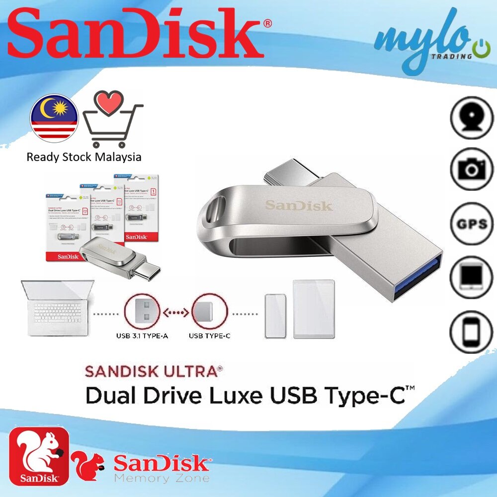 Flash drive Sandisk Ultra Dual Drive Luxe 64Gb / 128GB / 256GB / 1TB ...