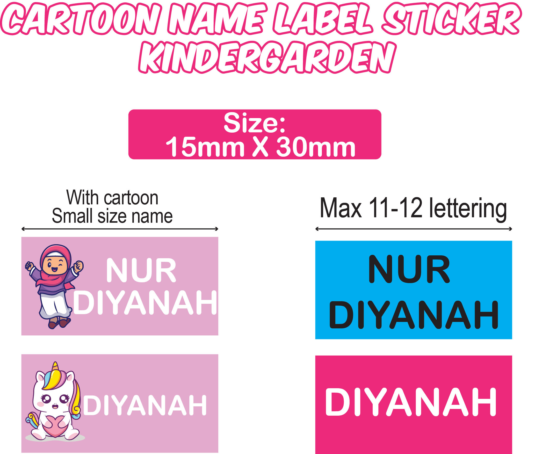 105 PCS Cartoon Name Sticker Label Kindergarden School Student | Lazada
