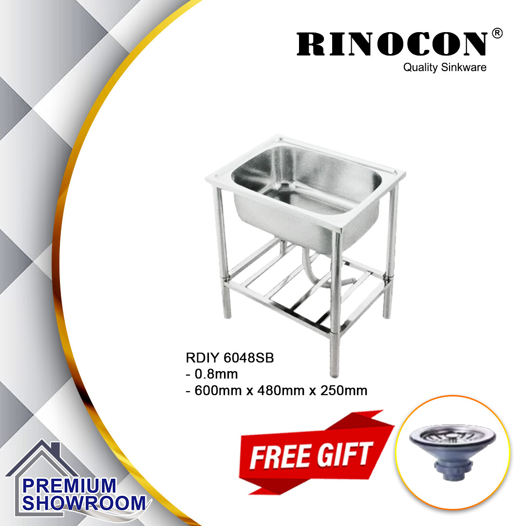 RINOCON Stainless Steel polish sink with stand (RDIY6048SB) | Lazada
