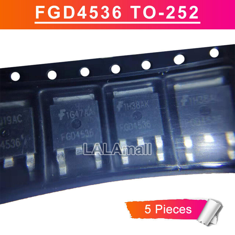 5Pcs Original FGD4536TM TO-252 FGD4536 TO252 360V/50A IGBT ทรานซิสเตอร์ ...