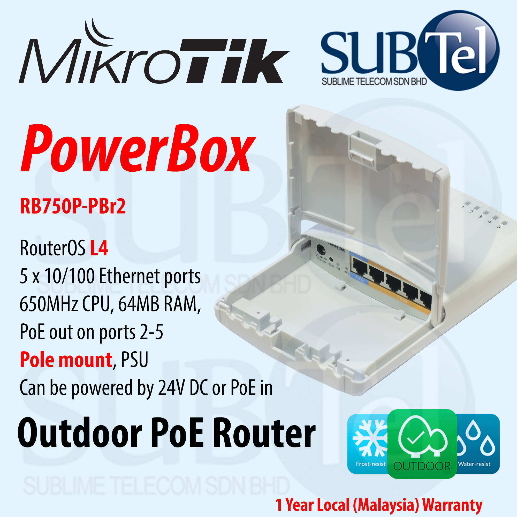 Mikrotik RB750P-PBr2 PowerBox Outdoor POE Router 5 port Passive 24V ...
