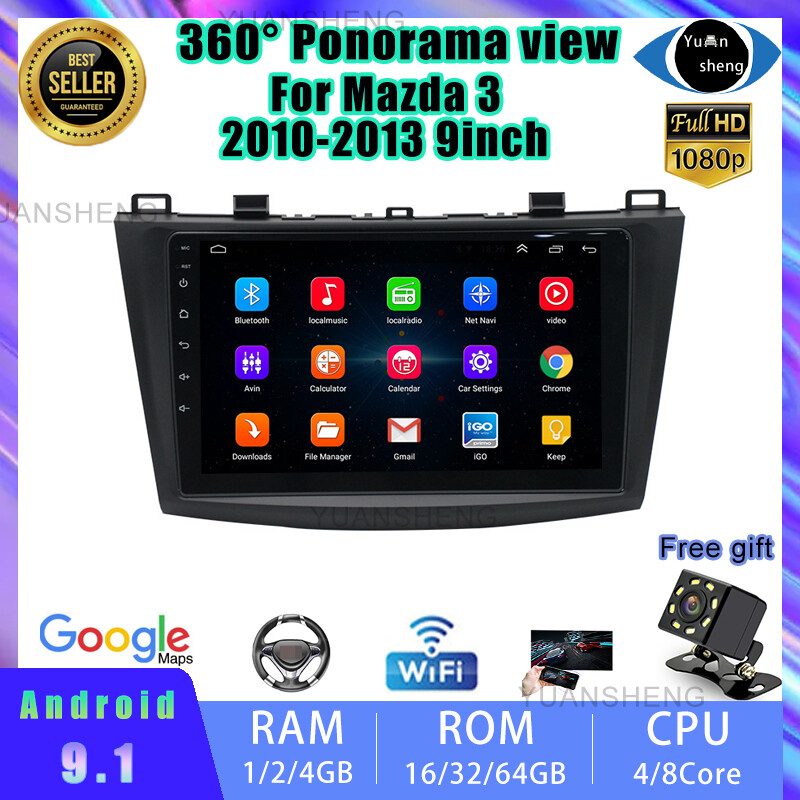 YS 9นิ้ว Android 9.1สำหรับ Mazda 3 2010-2013วิทยุสเตอริโอรถยนต์เครื่อง ...
