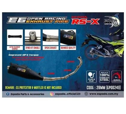 Espada Racing Exhaust Ekzos Pipe LC135 Y15 RSX RS150 E4 E5 V5 E6 E7 Maniful 28mm 30mm 32mm 35mm ...