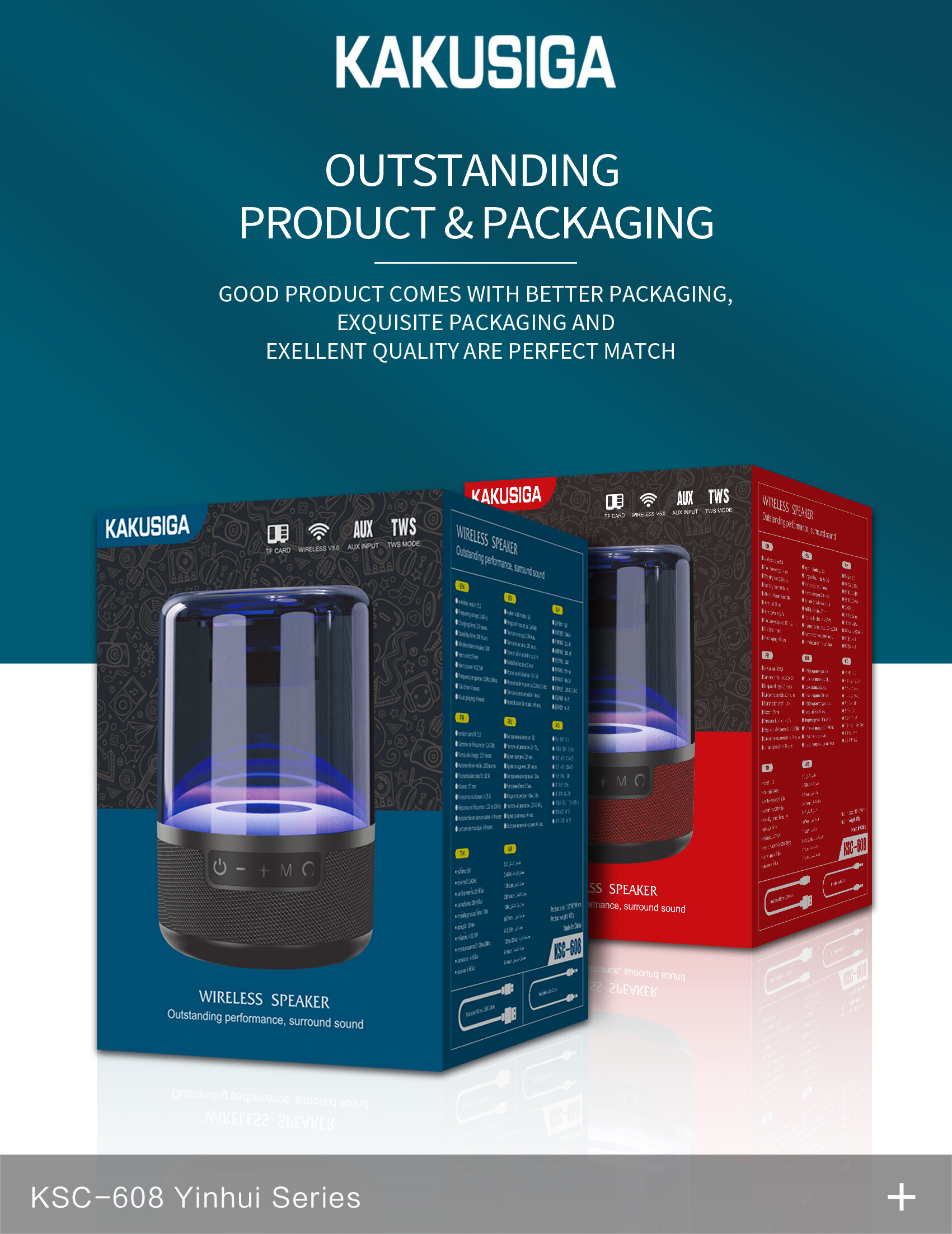 KAKUSIGA KSC-608 Mini Wireless Loudspeaker Colorful Light Audio New ...