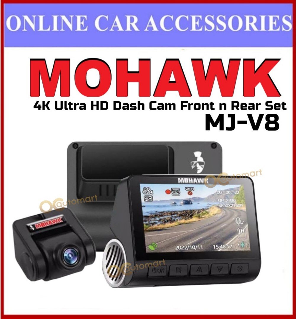 Mohawk 4K Ultra HD Car DVR MJ-V8 Front n Rear Car Cam Recorder Dual ...