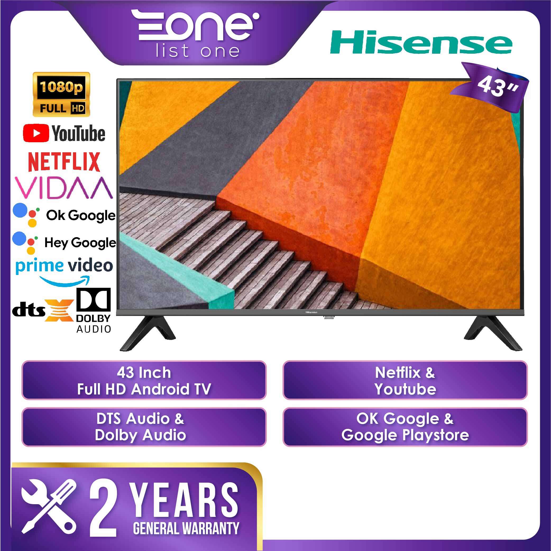 Hisense 43 Inch Bezel-less Full HD Android TV 43A4200G | OK Google | Dolby Audio | Netflix ...