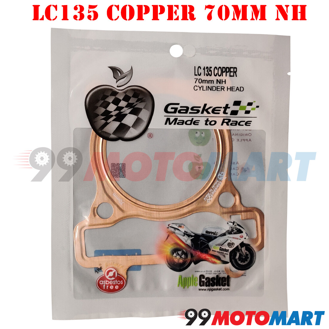 LC135 COPPER HEAD GASKET 70mm No Hole APPLE YAMAHA LC 135 CYLINDER HEAD ...