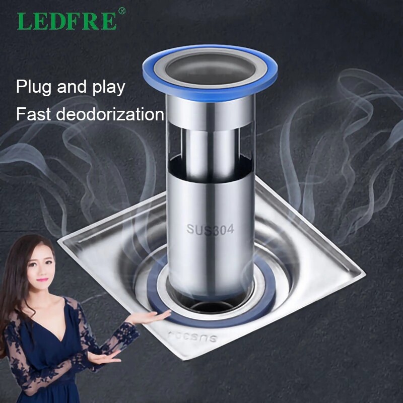 LEDFRE 304 Stainless Steel Floor Bathroom Drain Hydraulic Shutter Core ...