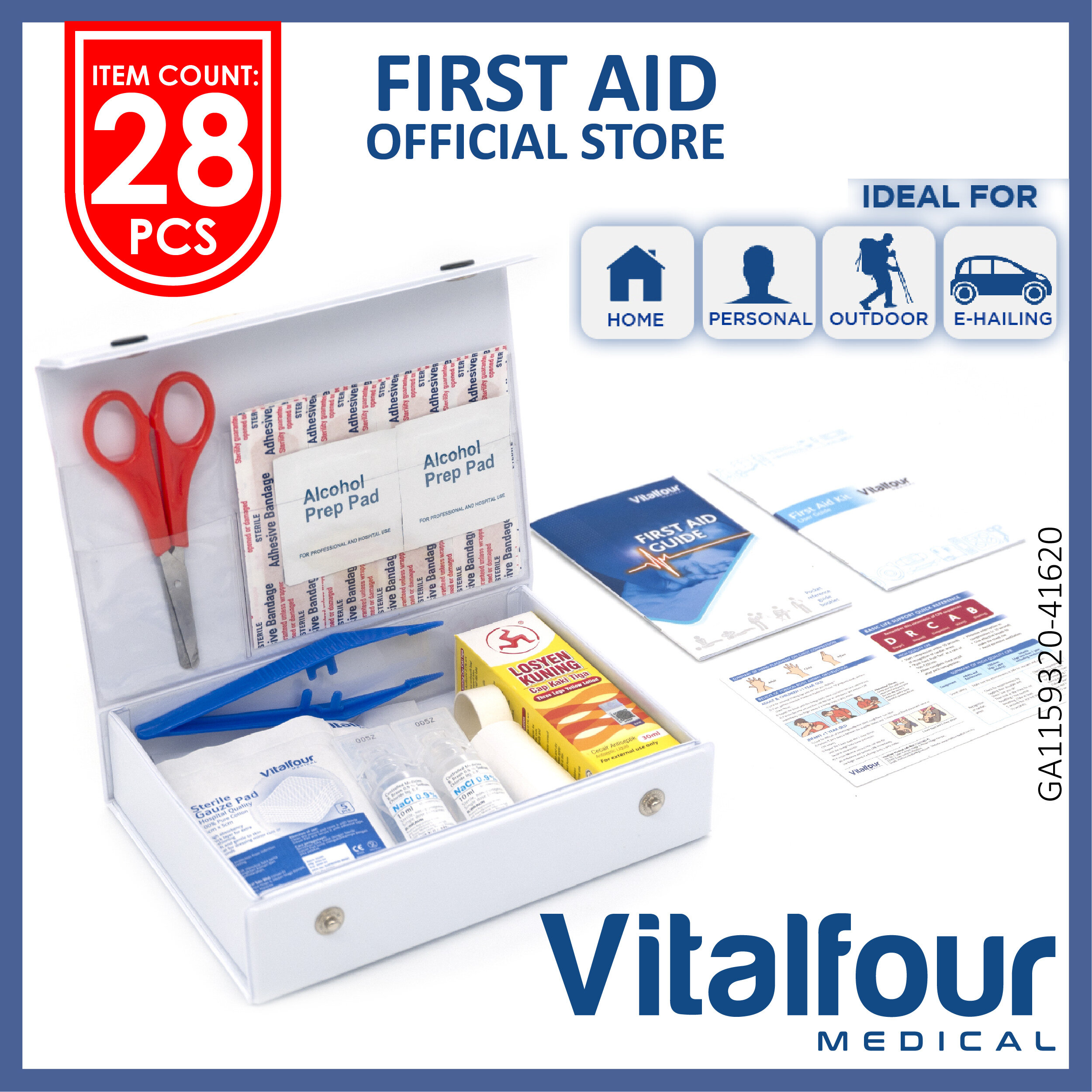 Vitalfour Lite First Aid Kit Suitable for Car/Sport/Outdoor/Personal ...