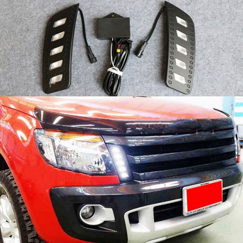 1Pair Car Front Led Daytime Running Lights Daylight Fog Lights for Ford Ranger Px1 T6 Mk1 2011 ...
