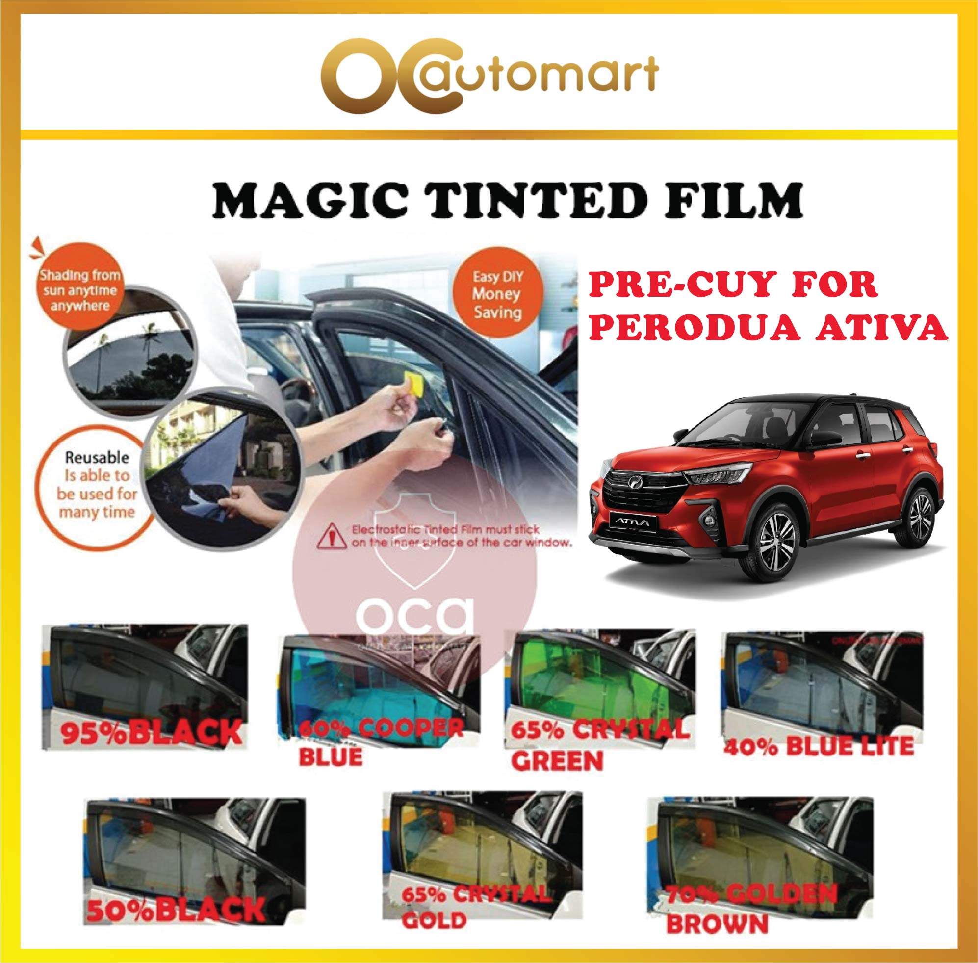 Perodua Ativa - Pre-Cut Shape Magic Tinted Solar Tinted (4 Windows & 2 ...