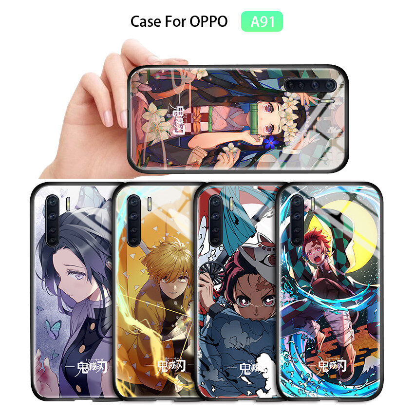 UCUC For OPPO A91 Glass handphone Case Shockproof Anime Demon Slayer ...
