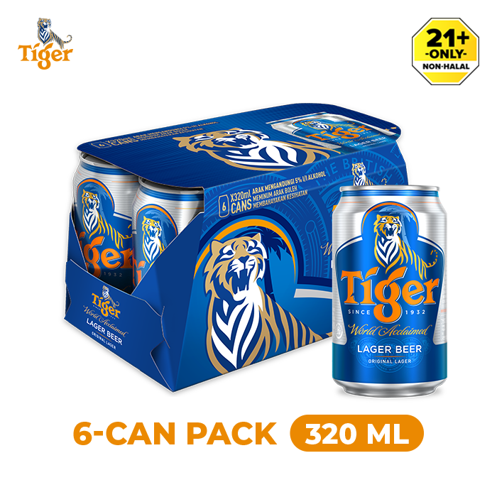 Tiger Beer 6-can pack (6 x 320ml) | Lazada