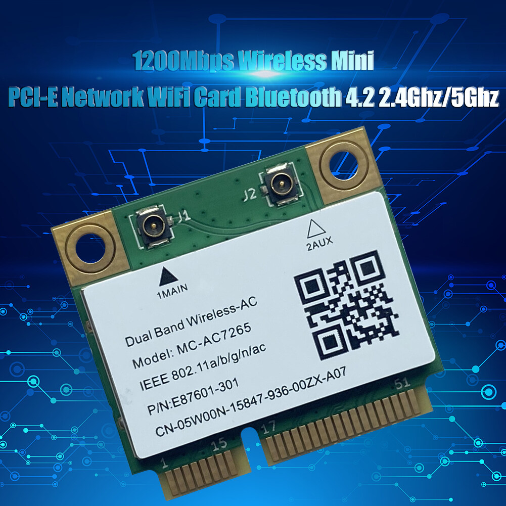 1200Mbps Wireless Mini PCI-E Network WiFi Card Bluetooth 4.2 2.4Ghz ...