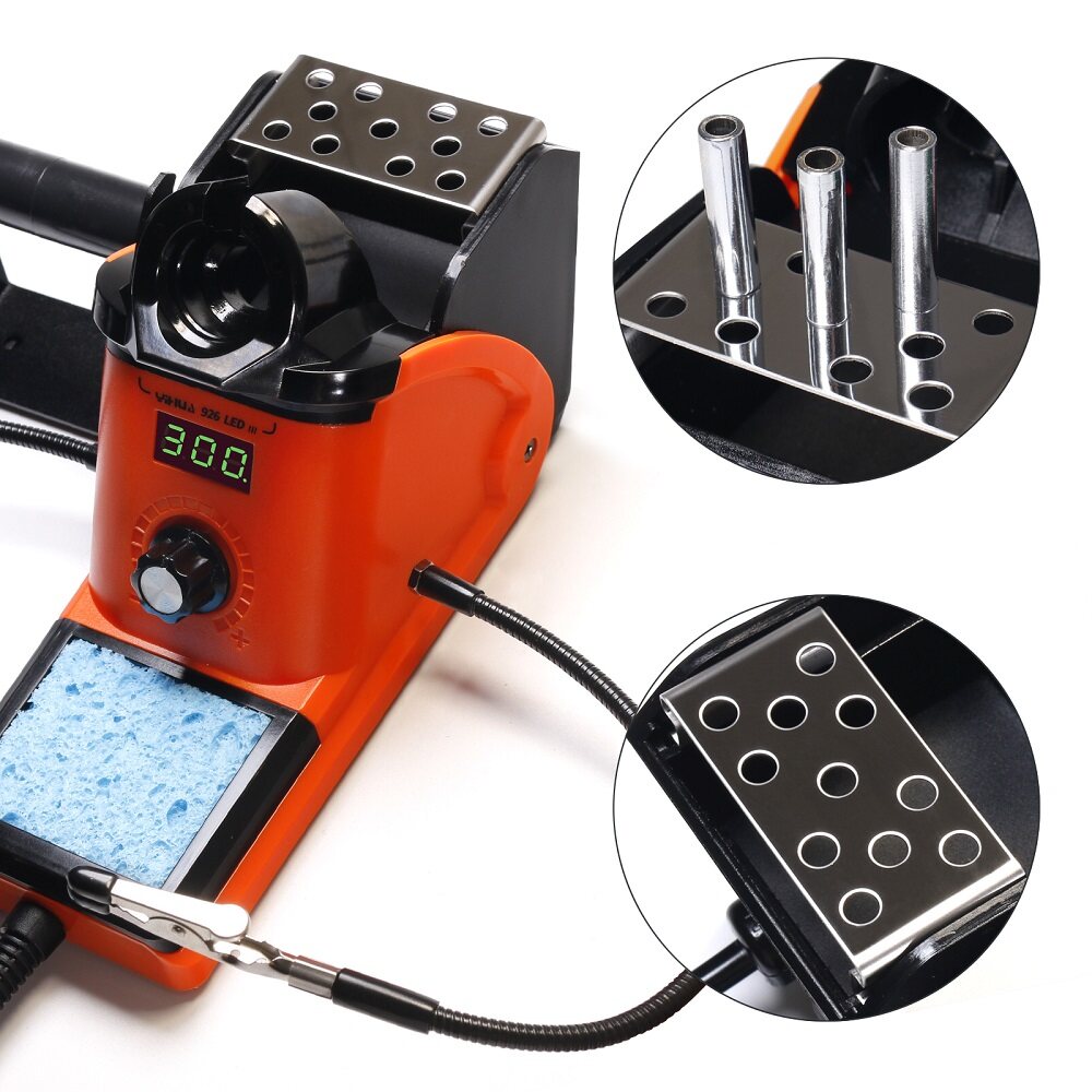 926LED III Digital Soldering Iron Station Kit, 60W Auto Sleep, 2 Helping Hands, 5 Extra Iron ...