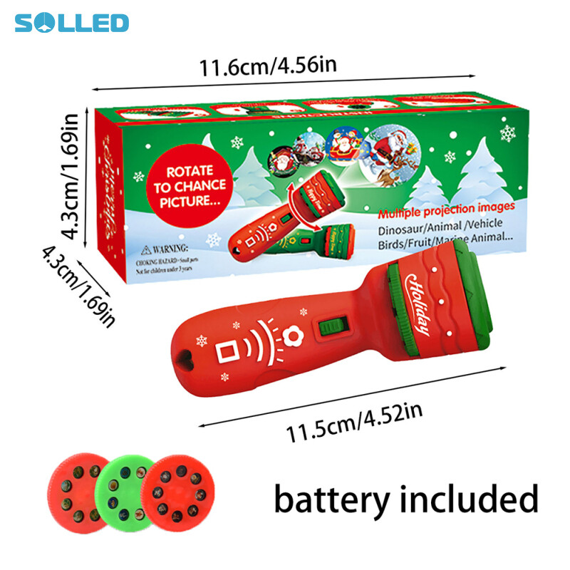 SOLLED เด็กคริสต์มาสไฟฉายโปรเจคเตอร์24รูปแบบตกแต่งโคมไฟของเล่นของขวัญ ...