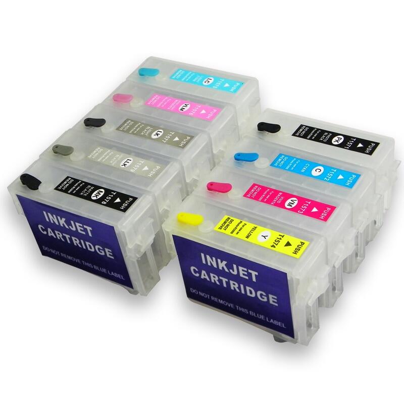 13PCS 9 COLORS T157 Refillable Ink Cartridges For Epson Stylus Photo ...