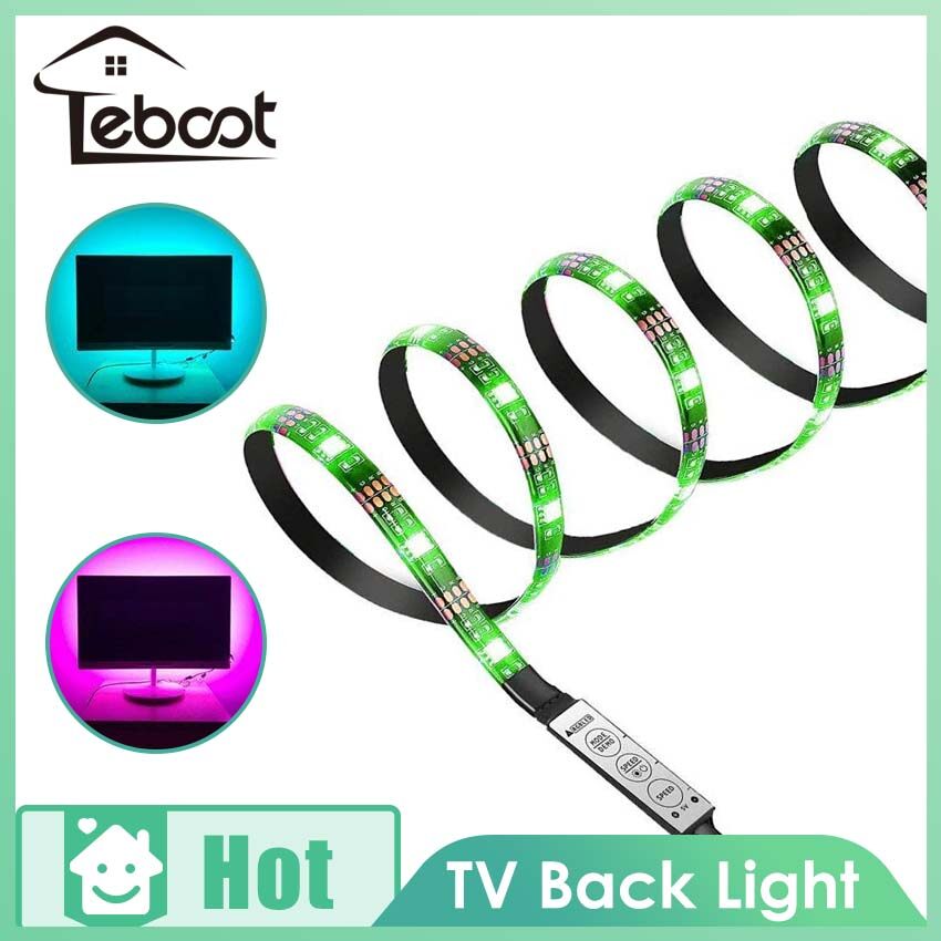 【ON SALE】TeBoot แถบ LED USB Black LED TV Backlight lighting Kit, 5V 60 ...