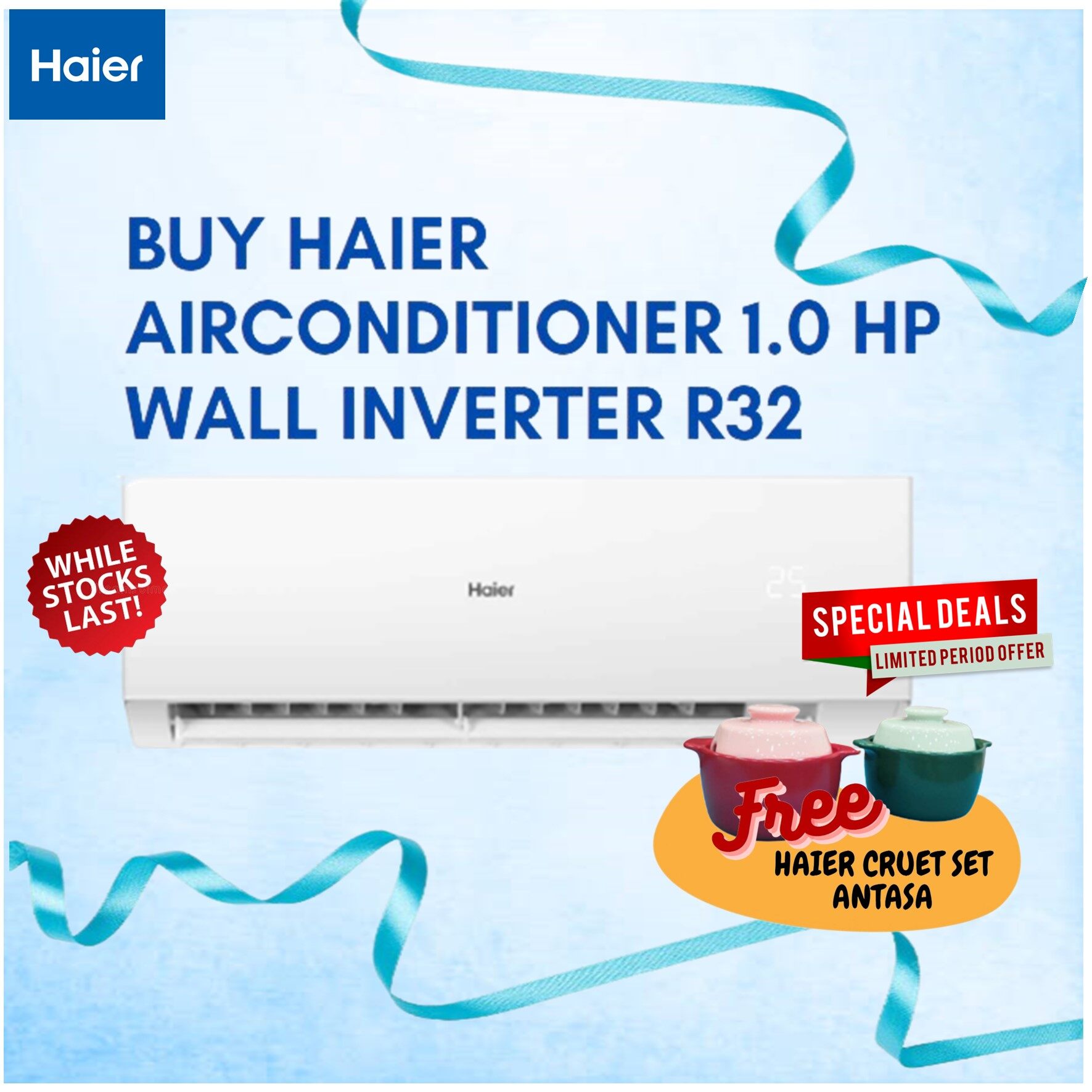 HAIER Air Conditioner R32 INVERTER HSU-VQA SERIES SMART CLEAN 1.0 HP ...