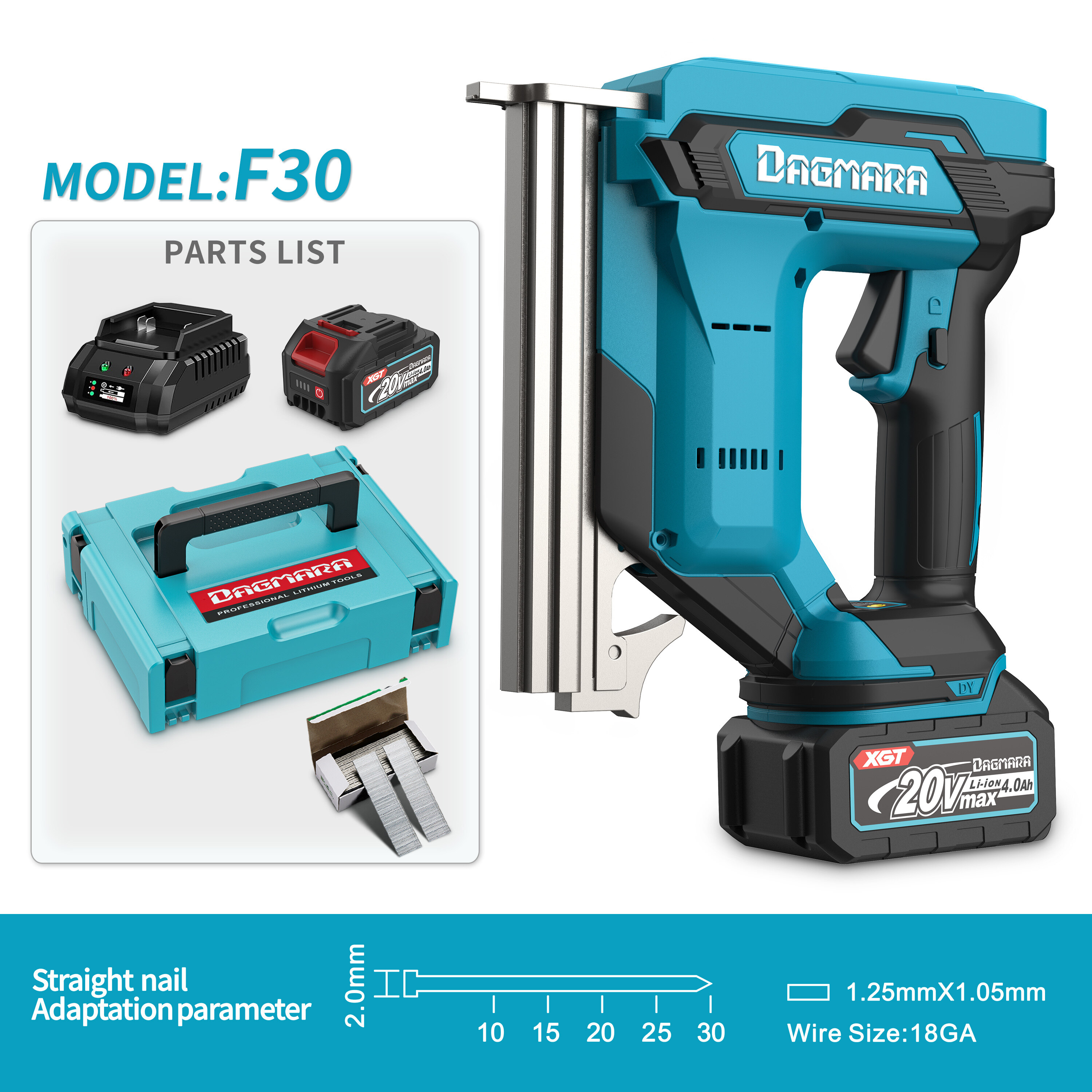 Dagmara F30 20V LXT Lithium-Ion Cordless Nailer, 23 Gauge Nail Gun F30 ...