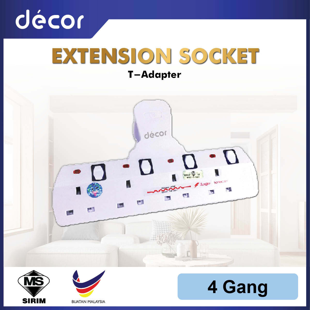 [sirim] 2m Trailing Extension Trailing Socket Extension Plug Extension Socket Extension Wire