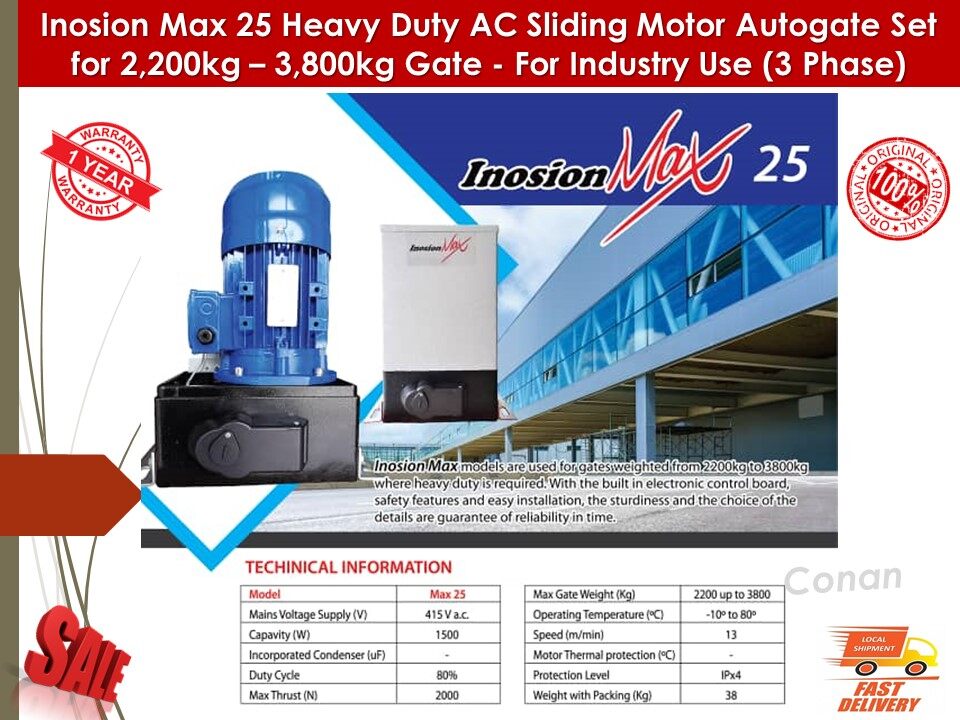 Inosion Max 25 Heavy Duty AC Sliding Motor Autogate Set for 2,200kg to ...