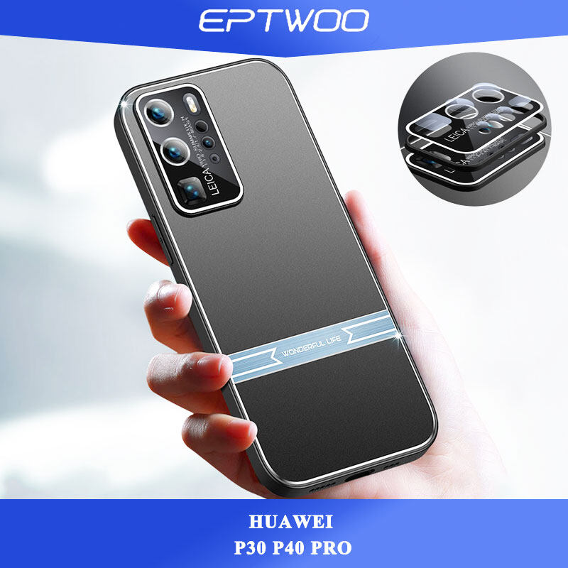 EPTWOO สำหรับ Huawei P30 P40 PRO เคสโทรศัพท์หรูหราเคลือบอลูมิเนียมปลอกกันกระแทกเลนส์โลหะป้องกัน ...