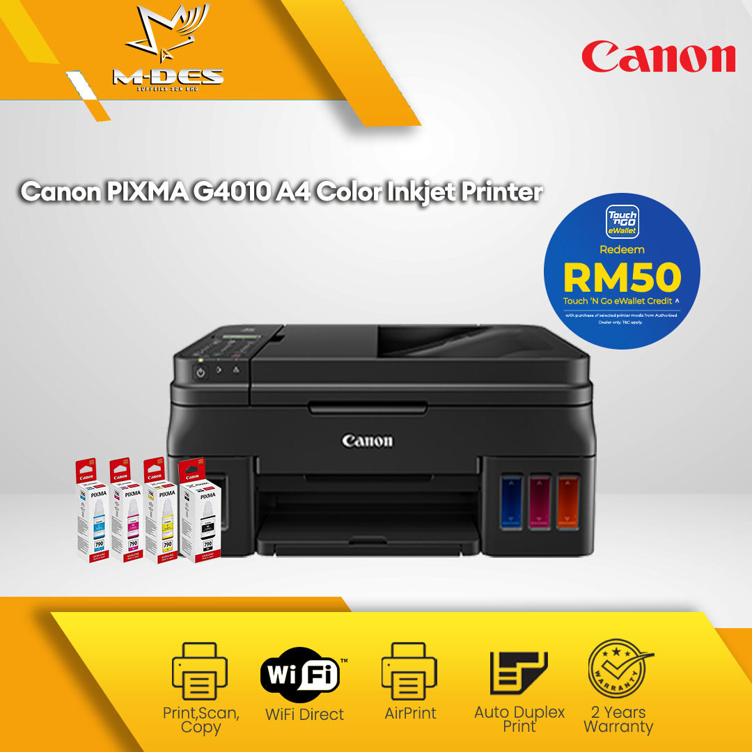 [FREE RM50 TNG] Canon Pixma G4010 Wireless All-In-One A4 Refill Ink Tank Printer ( Print, Scan ...