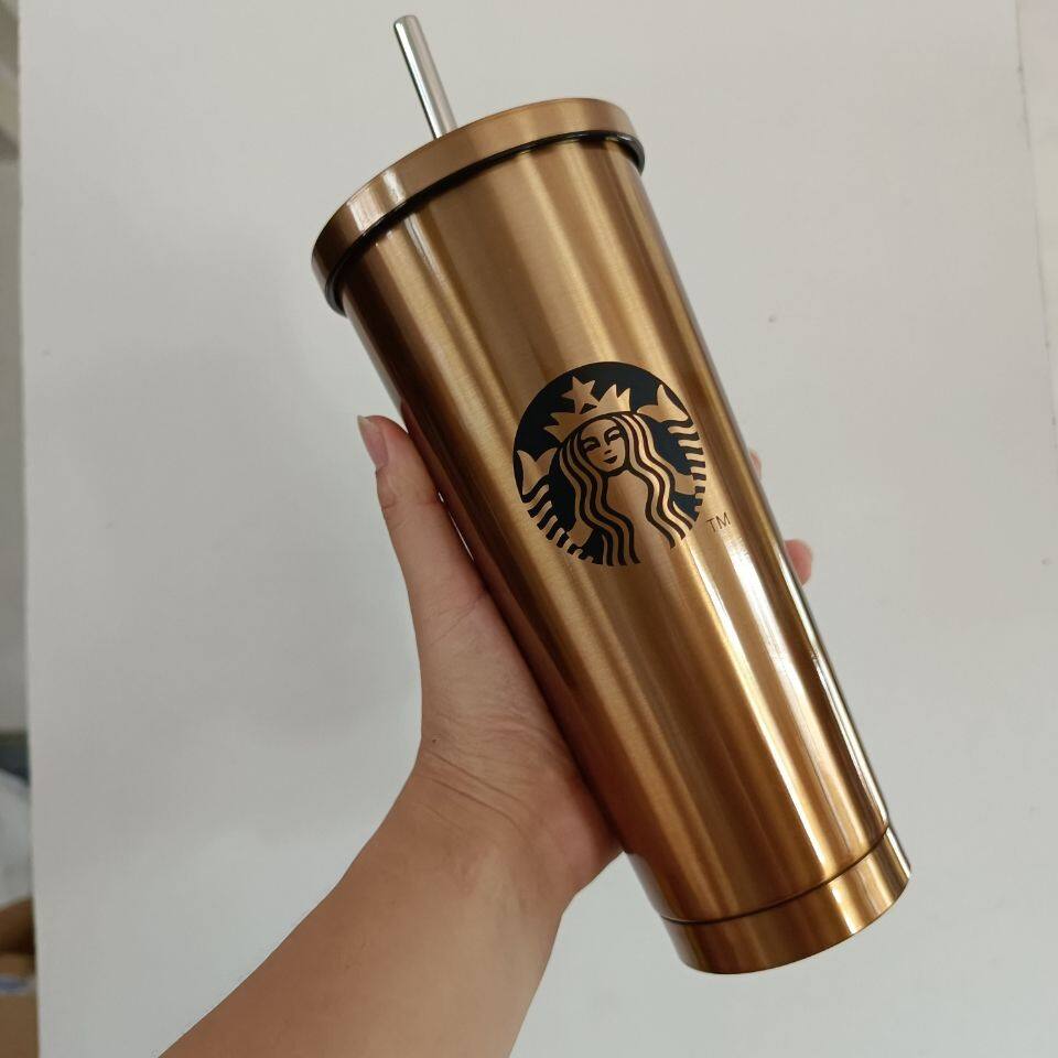 Starbuck 2021ฤดูร้อน710Ml และเทพธิดาเทพธิดาเงินสแตนเลสสตีลฟางถ้วยแบบพกพาที่มาพร้อมกับถ้วยดื่ม ...