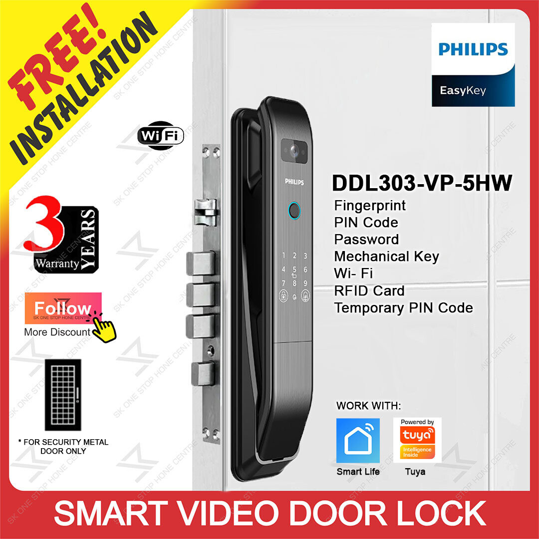 PHILIPS Philips Easykey DDL303-VP-5HW Push-Pull Smart Video Door Lock ... PHILIPS Philips Easykey DDL303-VP-5HW Push-Pull Smart Video Door Lock ...