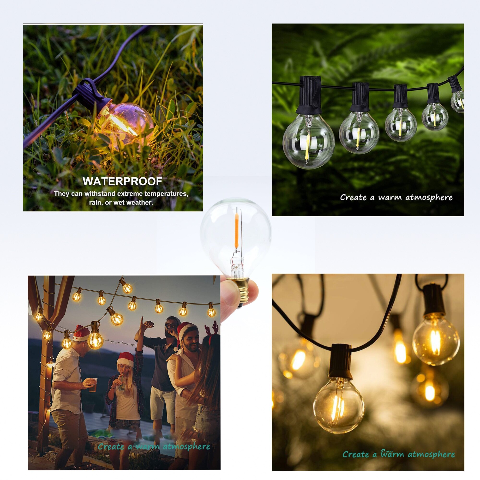 Globeกลางแจ้งสายLEDไฟ7.6เมตรไฟประดับชานบ้าน25 PCSหลอดไฟLED + 2 PCS ...