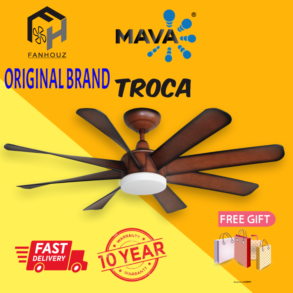 MAVA TROCA 60" DC CEILING FAN WITH REMOTE CONTROL/DC FAN/KIPAS DC/KIPAS ...