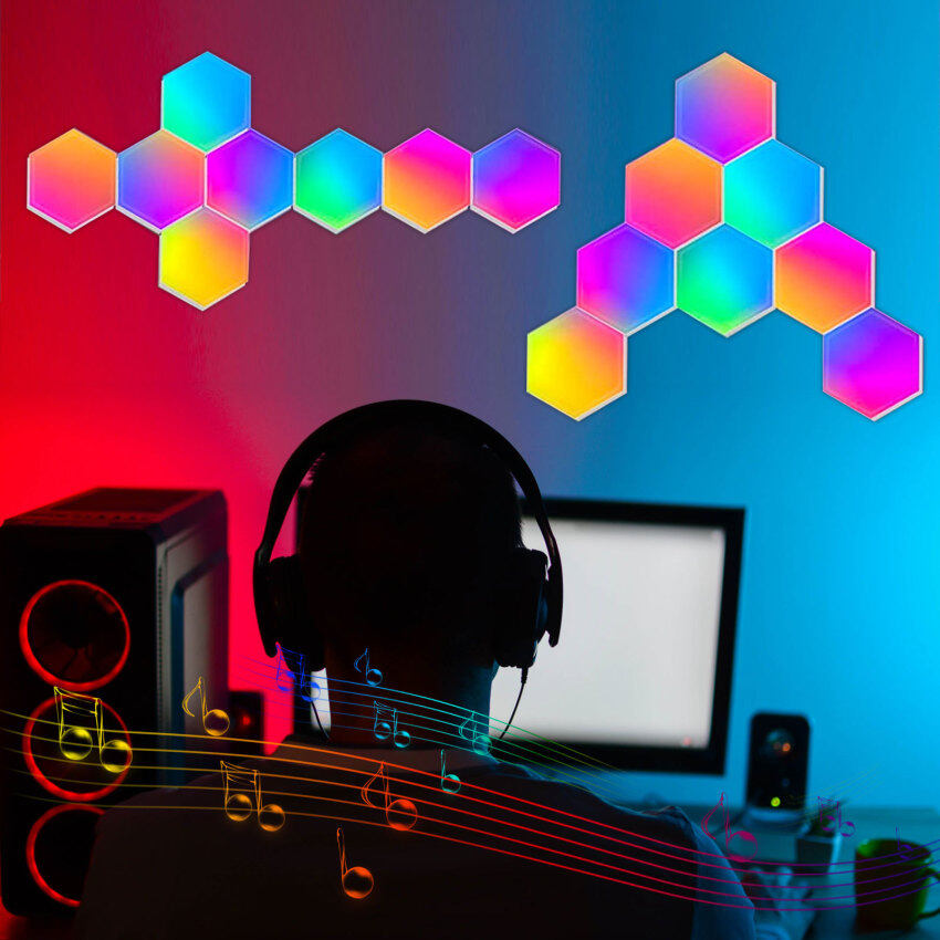 【Ready Stock】Lights Gaming - 10 Pack RGB Led Hex Light Panels Smart ...