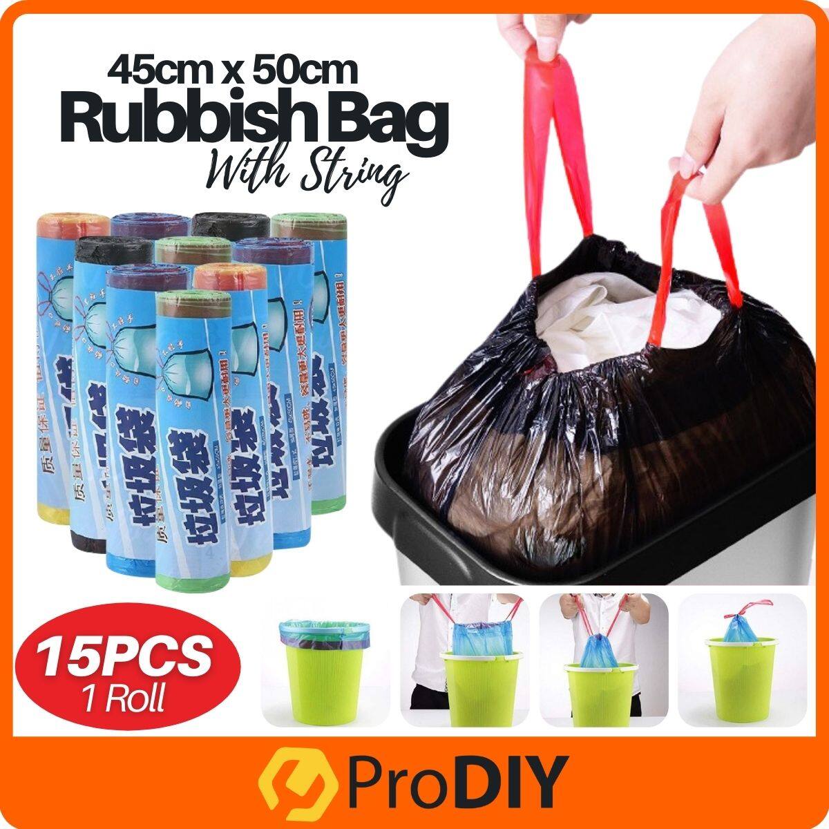 Home Garbage Bags office Cleaning Trash Bags With Rope 45cm x 50cm ...