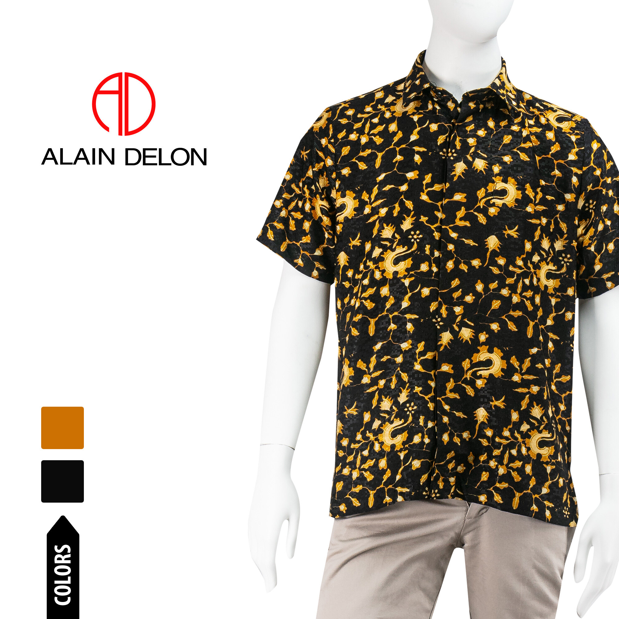Alain Delon short sleeve batik silk look shirt - 14420016 | Lazada