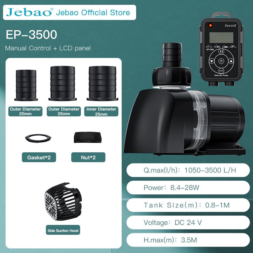 Jebao 2023 New Water Pump Ultra-Quiet DC 12V Submersible Water Pump Fountain Pump Filter Fish ...