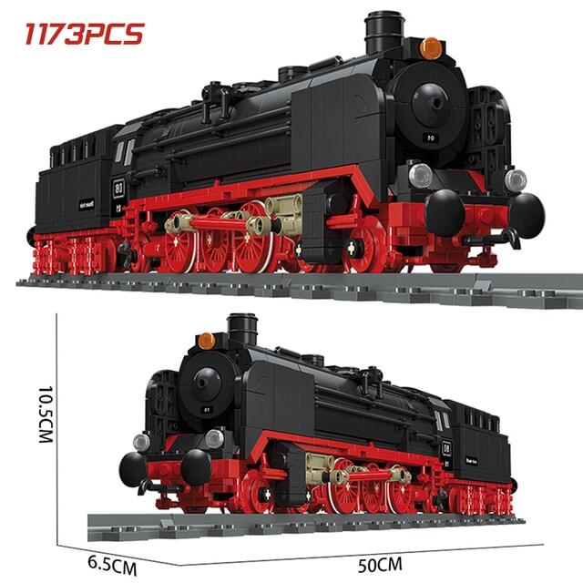 Rail Transit Building Block Technical Retro Classic Steam Train Bricks ...