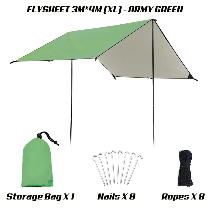 JDEX Flysheet Waterproof Groundsheet Camping Tarp Tent Shelter Alas ...